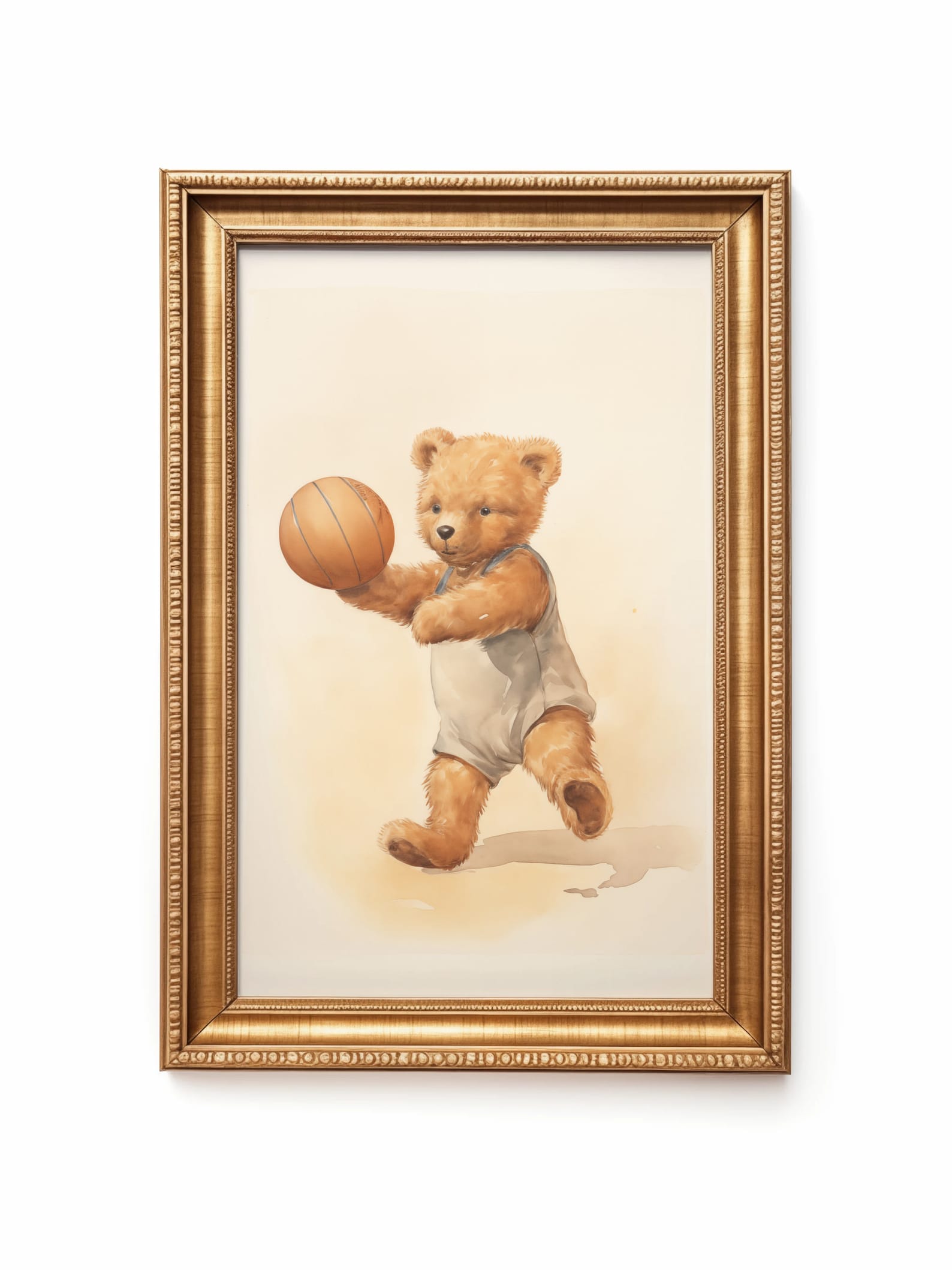 Teddy Bear Playing Basketball Art Print Nursery Basketball Decor Kids ...