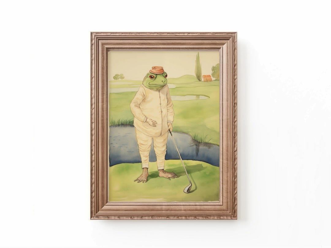 Frog Golfer Watercolor Art Print: Vintage Nursery Decor (digital ...