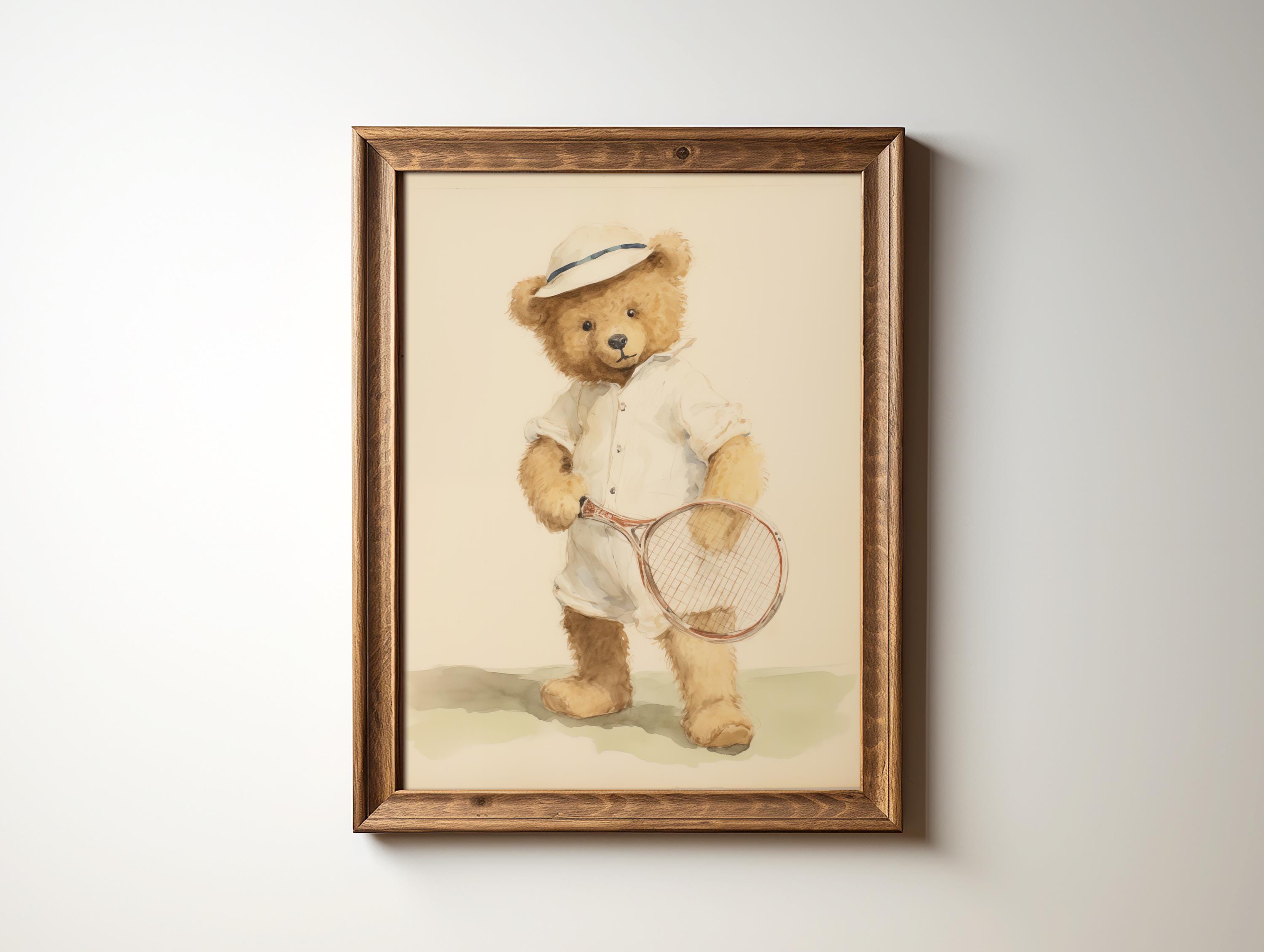 Teddy Bear Tennis Art Nursery Tennis Decor Kids Room Sports Art Nursery ...
