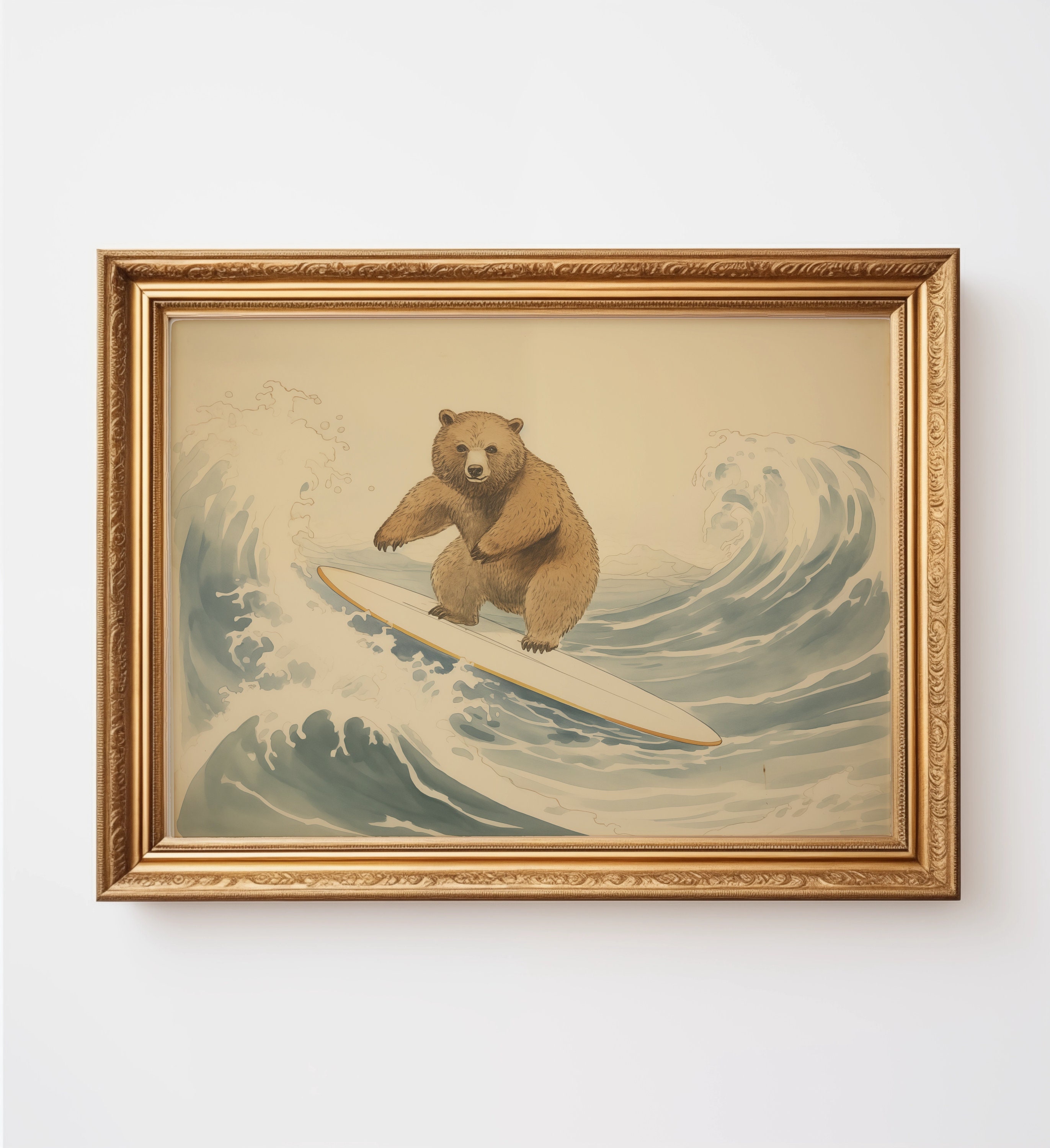 Bear Surfing Art Print Nursery Surf Art Beach Nursery Theme Animal Art ...