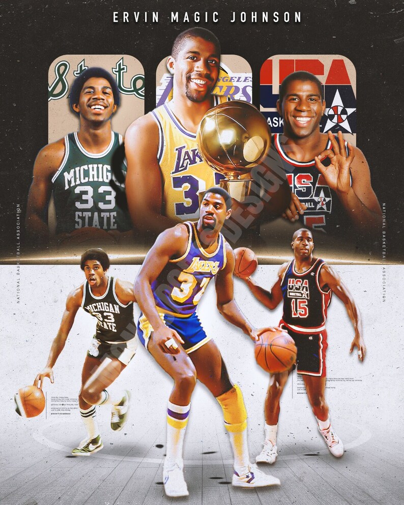 Magic Johnson Los Angeles Lakers Basketball Graphic - Etsy