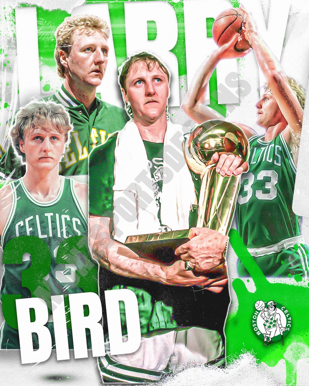 Larry Bird Boston Celtics Basketball Graphic - Etsy