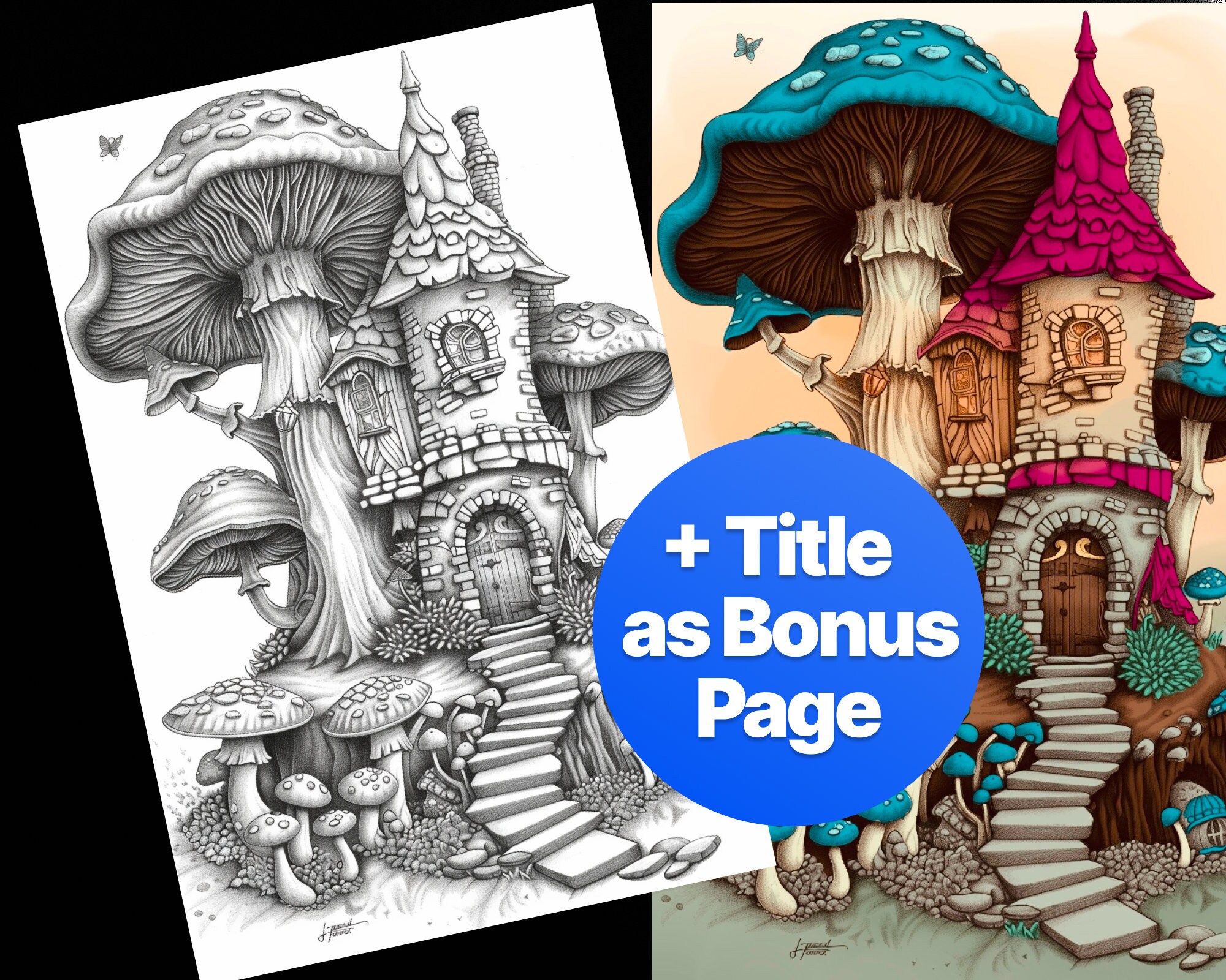 34 Nature Fairy Homes Coloring Pages, Adults Children Instant Download ...