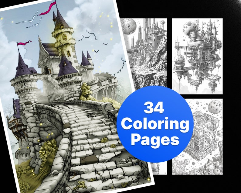 34 Castle and Fortress Coloring Pages, Adults and Children Coloring ...