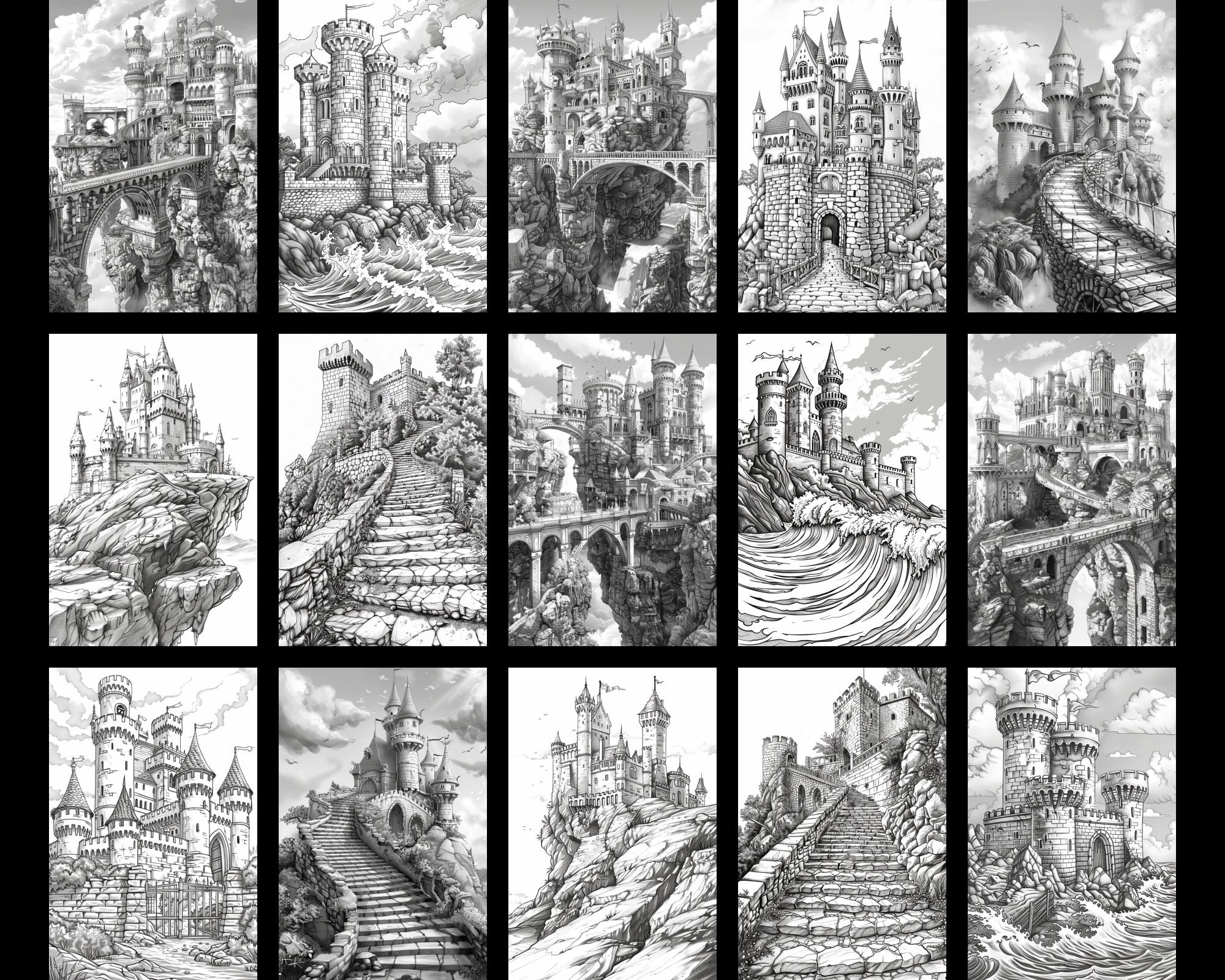 34 Castle and Fortress Coloring Pages, Adults and Children Coloring ...