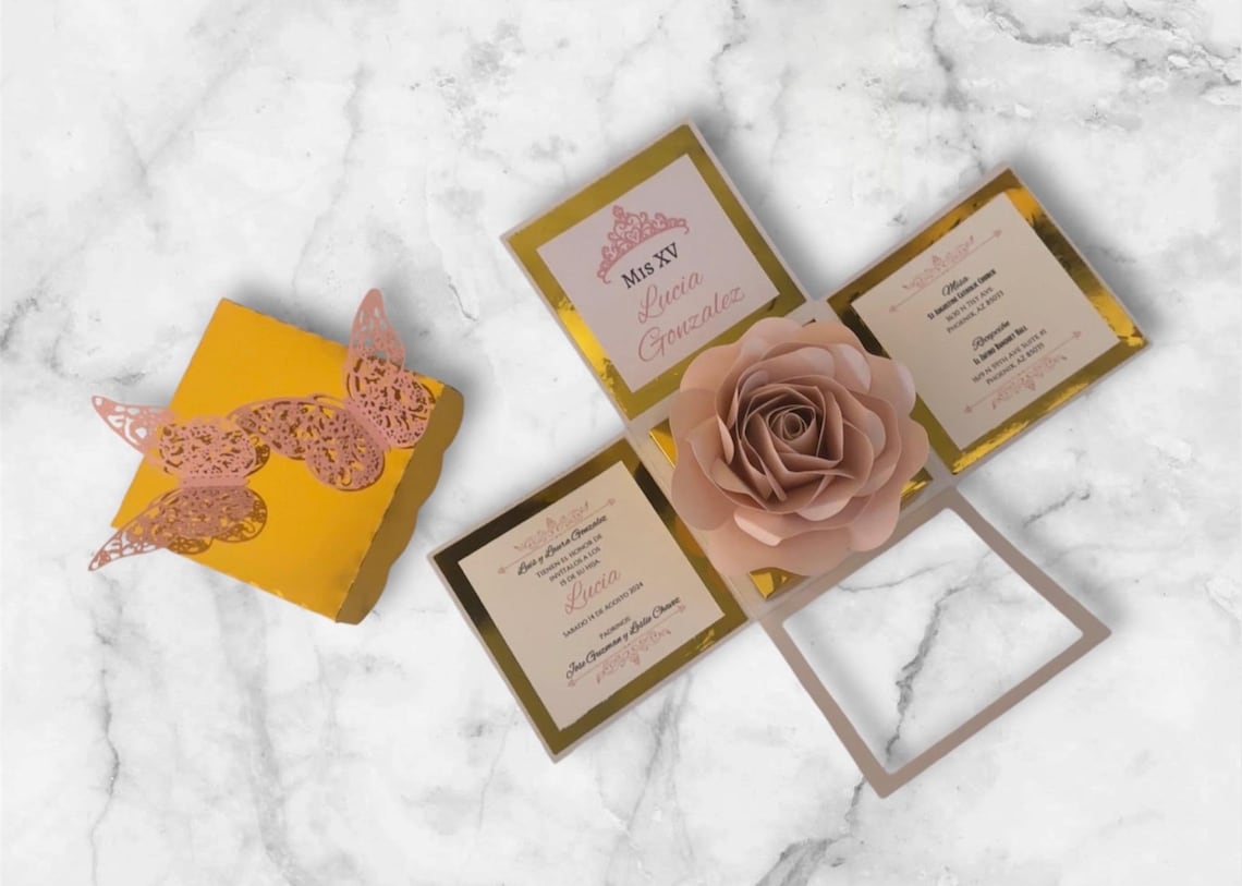 Quinceanera Explosion Box Invitations Samples, XV Invitations ...