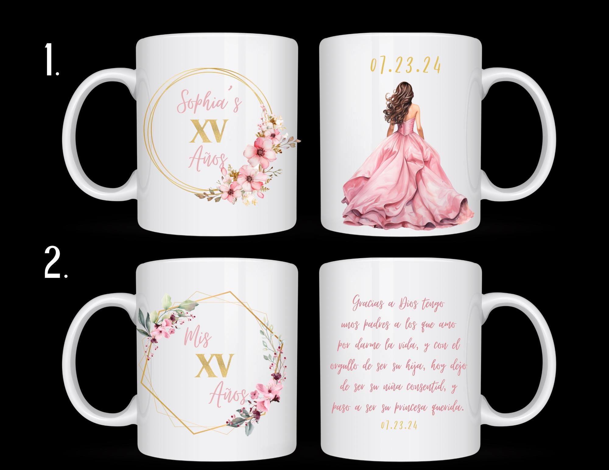 XV, Quince, Tazas Personalizadas Para Quinceañera, Favores De XV ...
