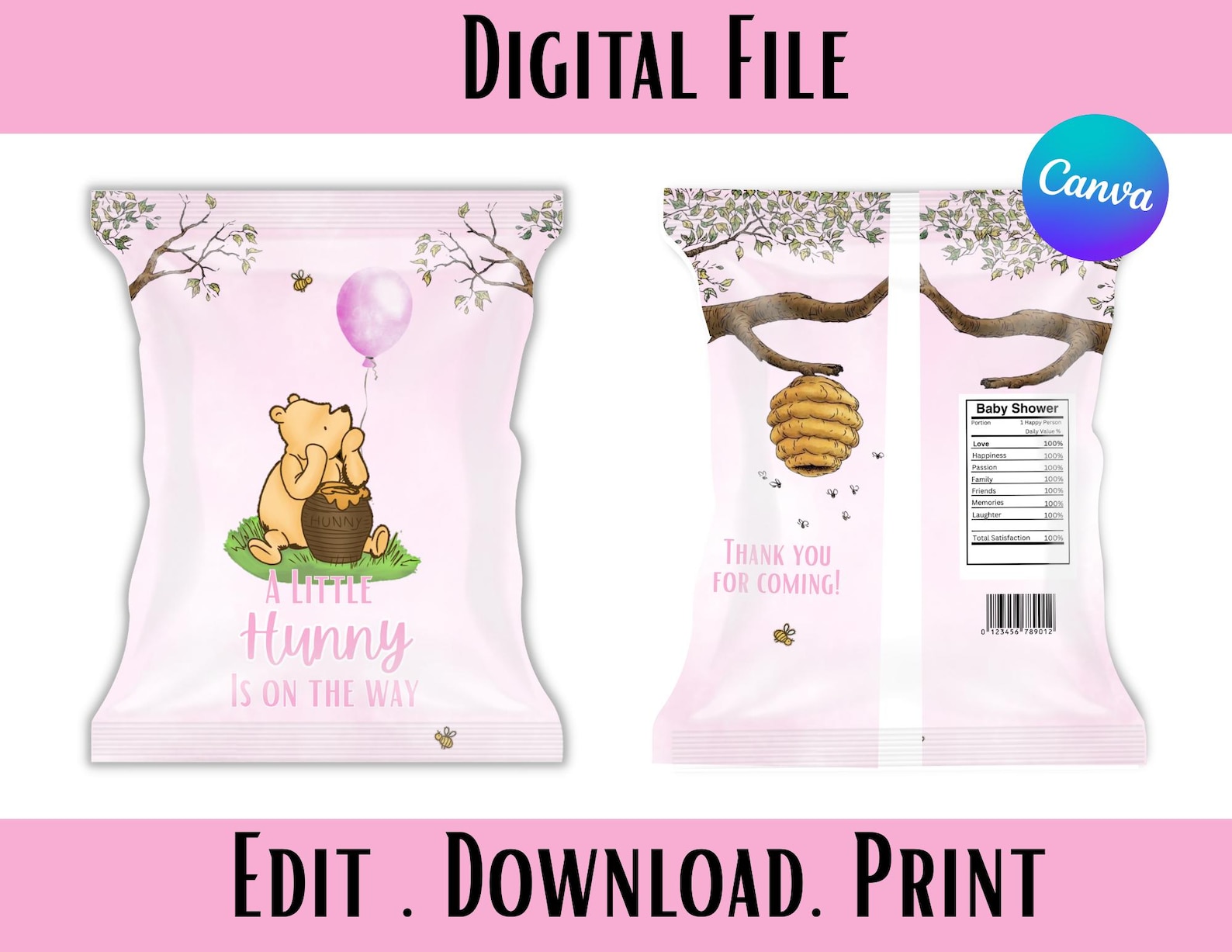 Winnie the Pooh Chip Bag: Custom Party Favor (digital Download, 1oz ...