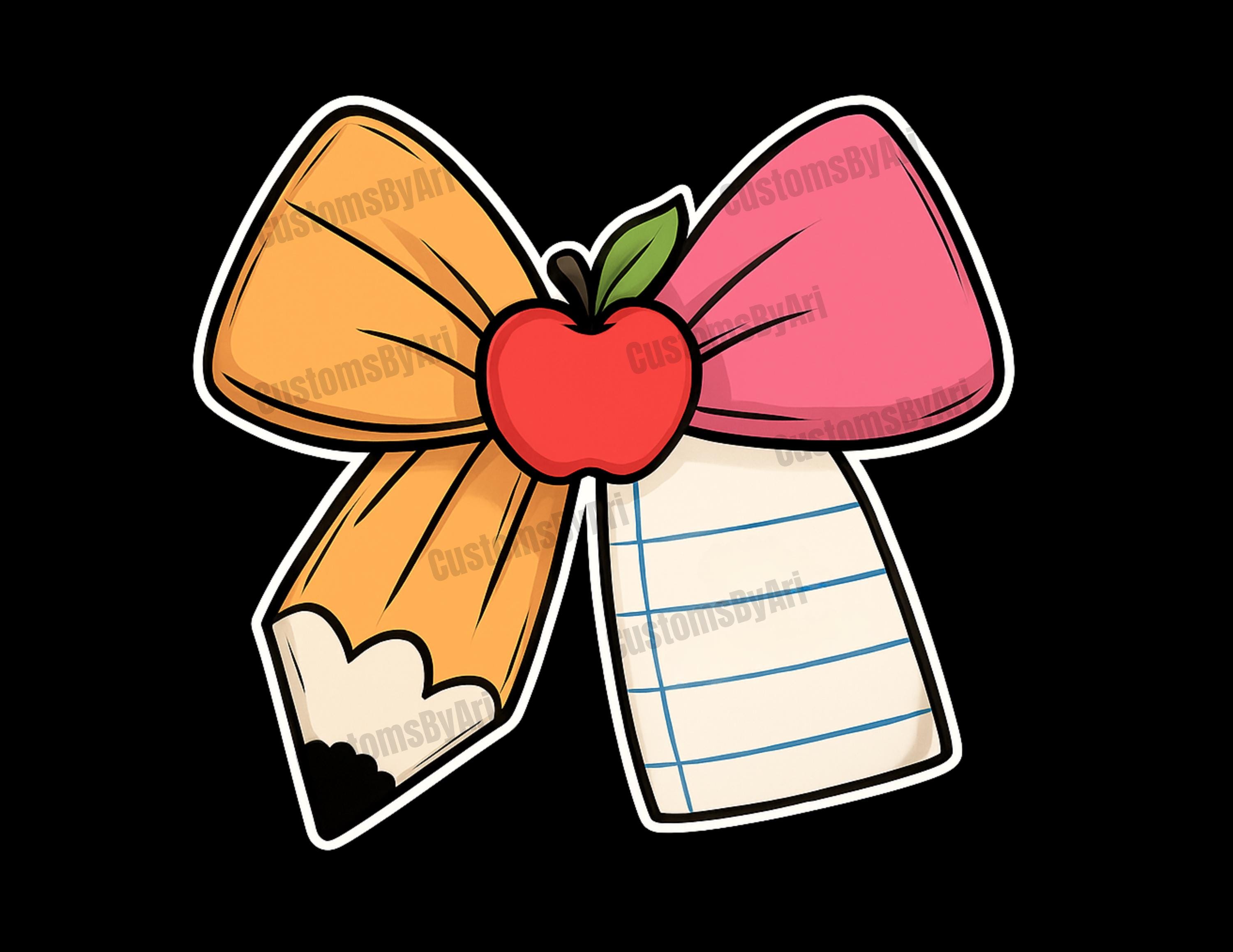 Personalized Teacher Pencil Bow PNG: Back to School Digital File - Etsy
