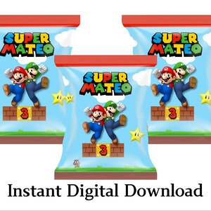 Super Mario Chip Bag Templates for Birthday Parties. Fast Digital ...