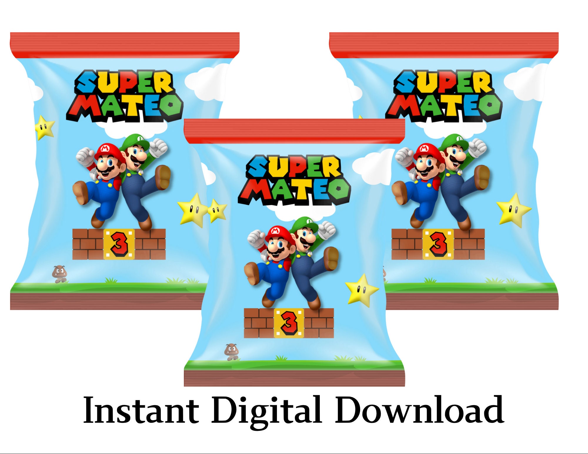 Super Mario Chip Bag Templates for Birthday Parties. Fast Digital ...