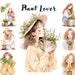 Watercolor Plant Lover Girl Clipart Bundle: Spring Gardening PNG ...