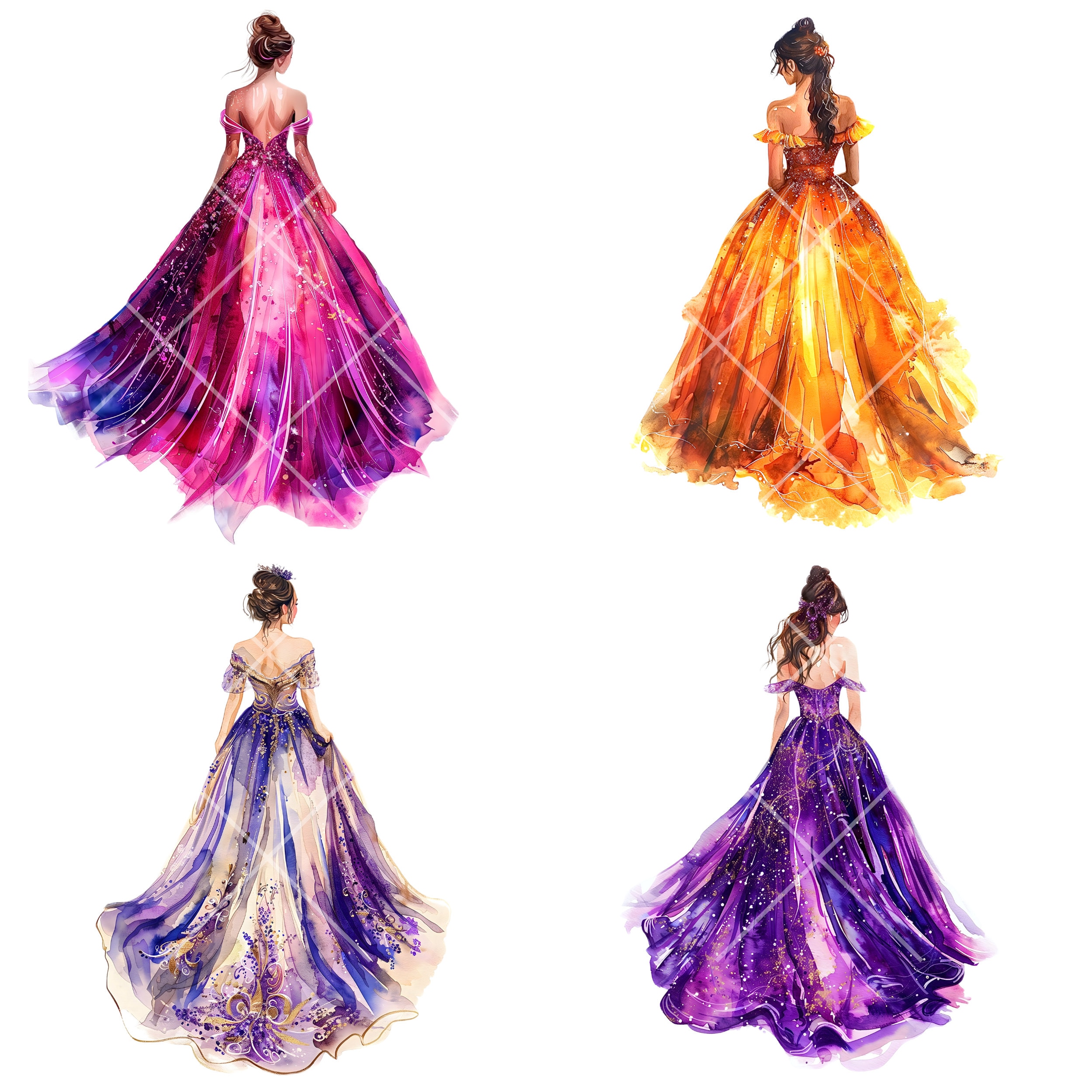 Watercolor Prom Queen Clipart Bundle, Prom Girl Clip Art, Magical Prom ...