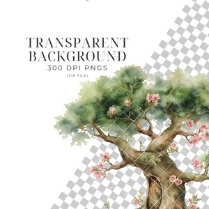 Woodland Whimsical Tree Clipart Watercolor Enchanting Forest Greenery ...