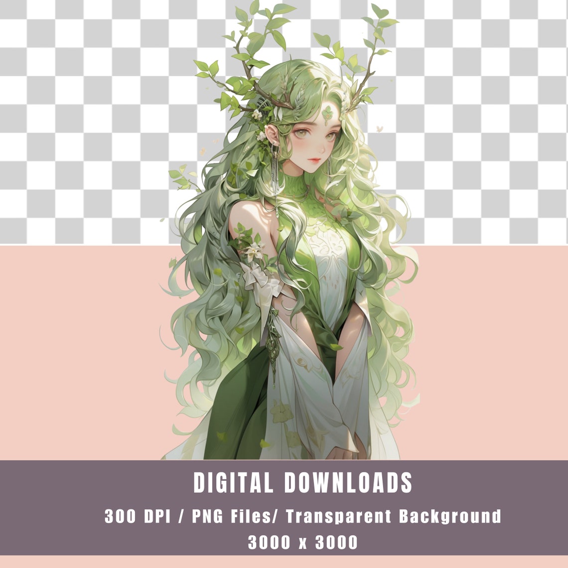 Dryad Forest Princess Clipart Bundle, Transparent Background, PNG ...