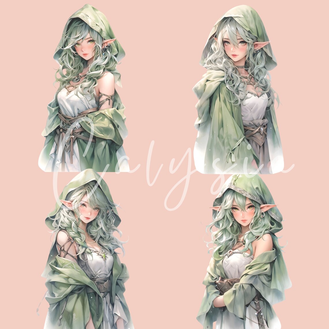 Elf Girl Clipart Bundle, Sage Elves PNG Transparent Background, Fantasy ...