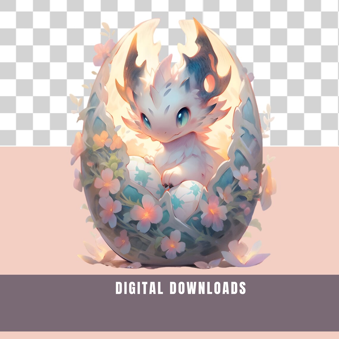 Magical Baby Dragon Egg Clipart Bundle, Colorful Dragon PNG, Magical ...