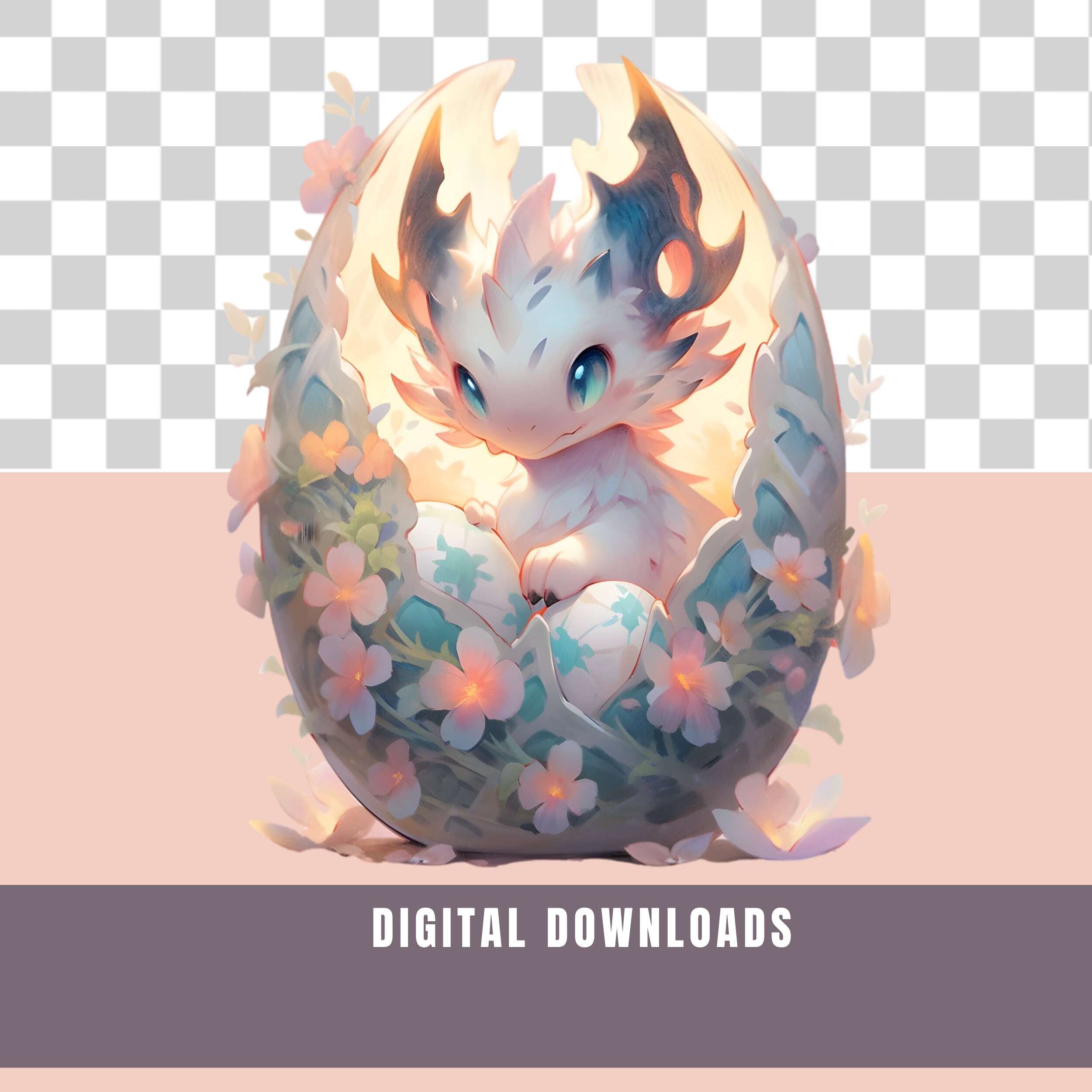 Magical Baby Dragon Egg Clipart Bundle, Colorful Dragon PNG, Magical ...