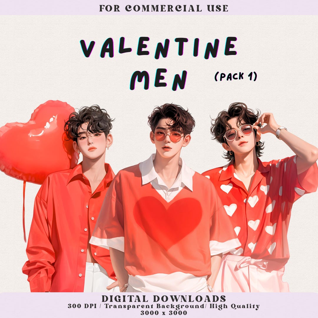 Valentine Men Clipart, Valentines Day Clip Art, Heart Balloon, Bouquet ...