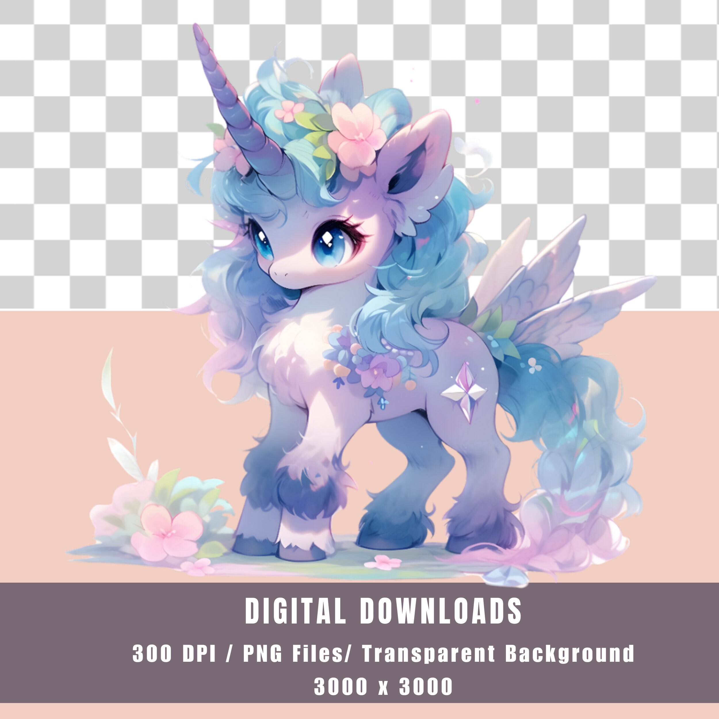 Cute Baby Unicorn Clipart Bundle, PNG Clipart Pack, Magical Clipart ...