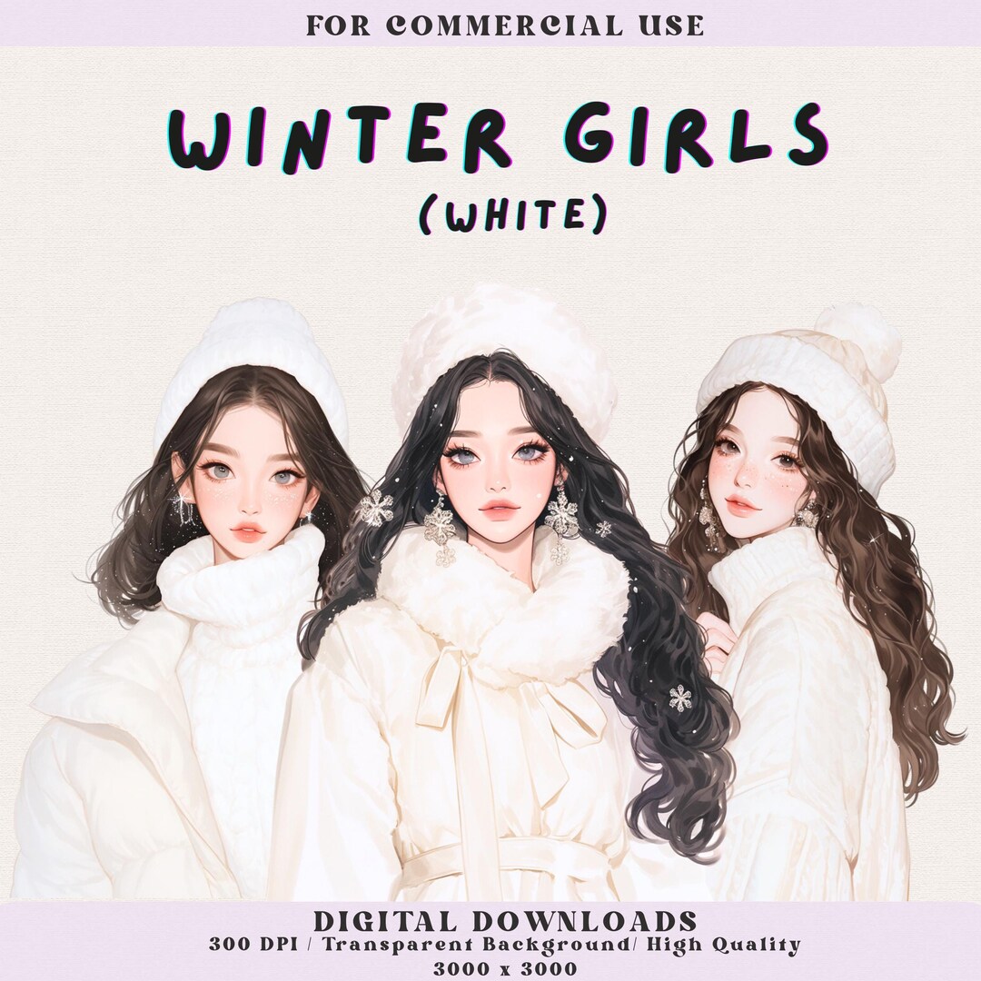 Watercolor Winter Girls Clipart: Christmas Planner Graphics (digital ...