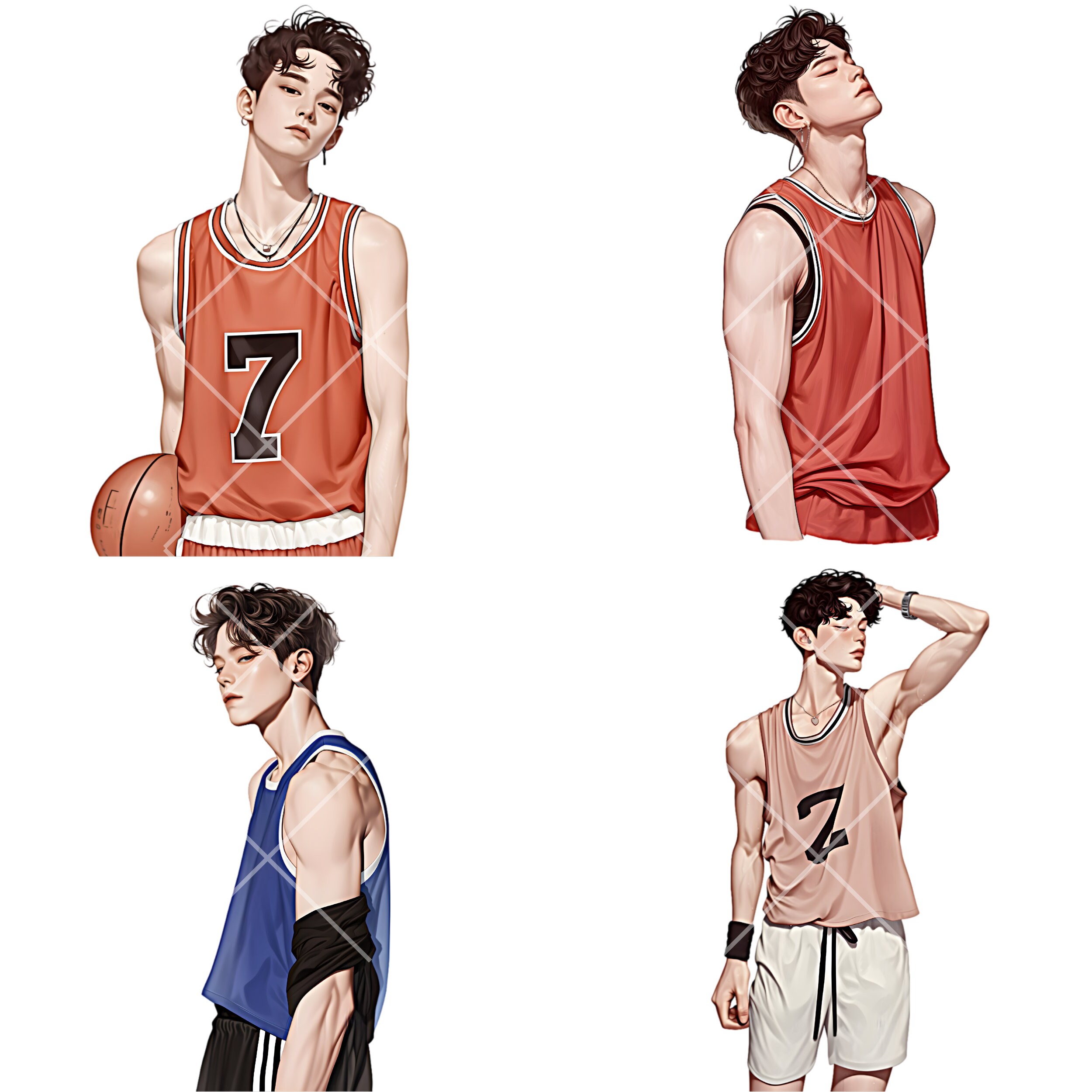 Athletic Men in Jersey Clipart Bundle, Varsity Player, Captain Ball ...