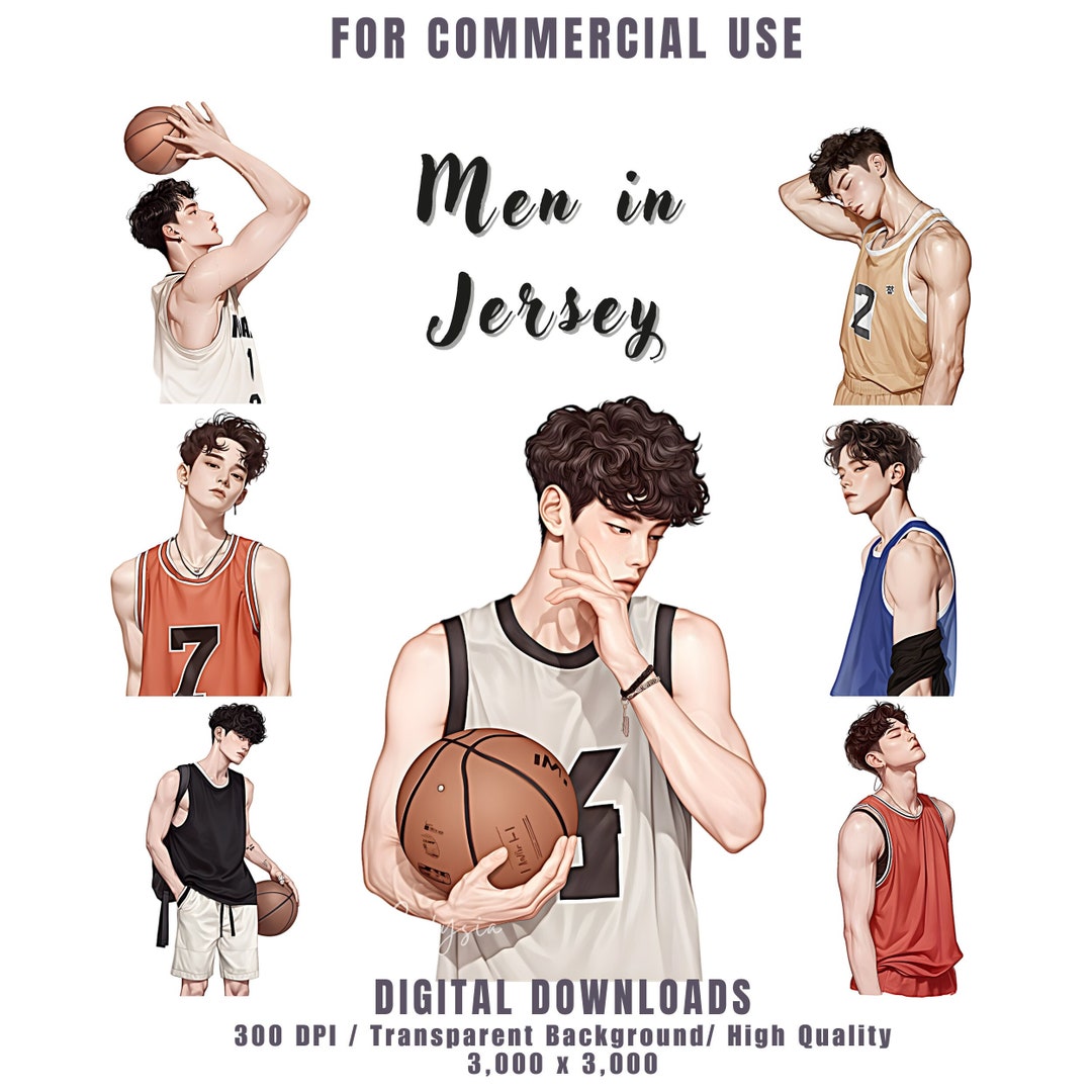 Athletic Men in Jersey Clipart Bundle, Varsity Player, Captain Ball ...
