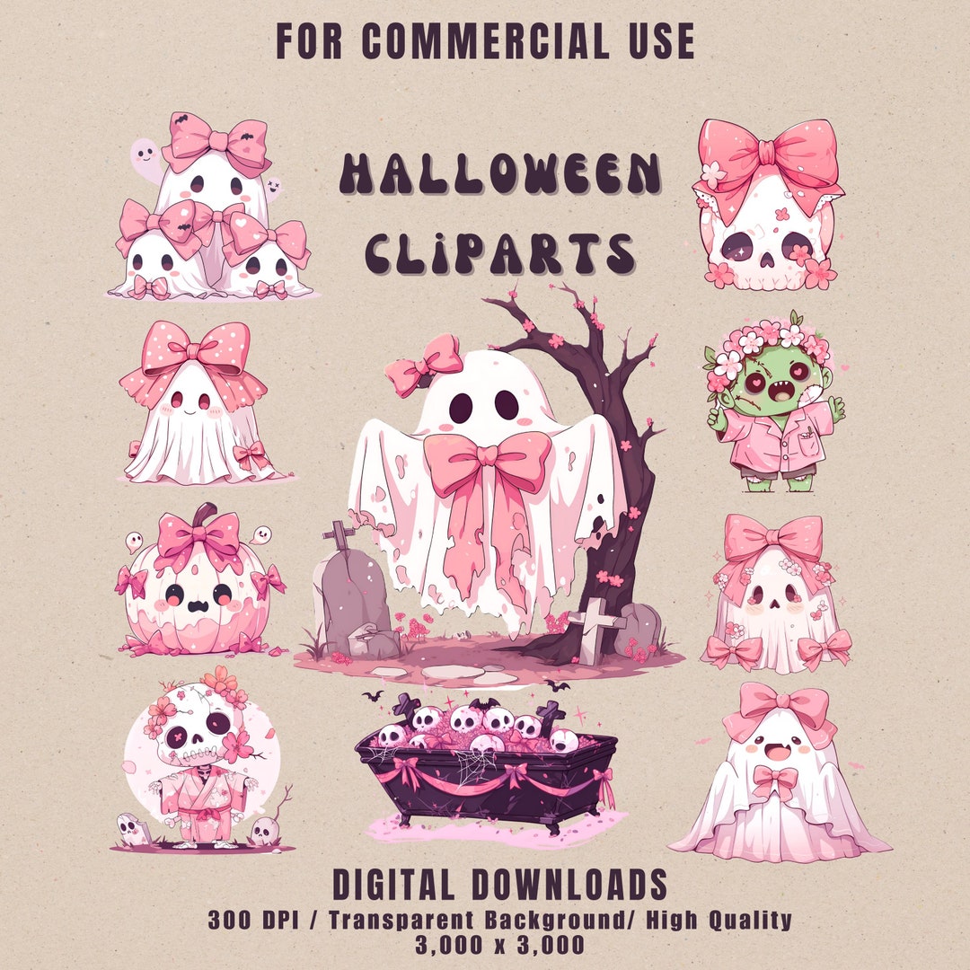 Watercolor Coquette Halloween Clipart Bundle, Halloween PNG, Cute ...