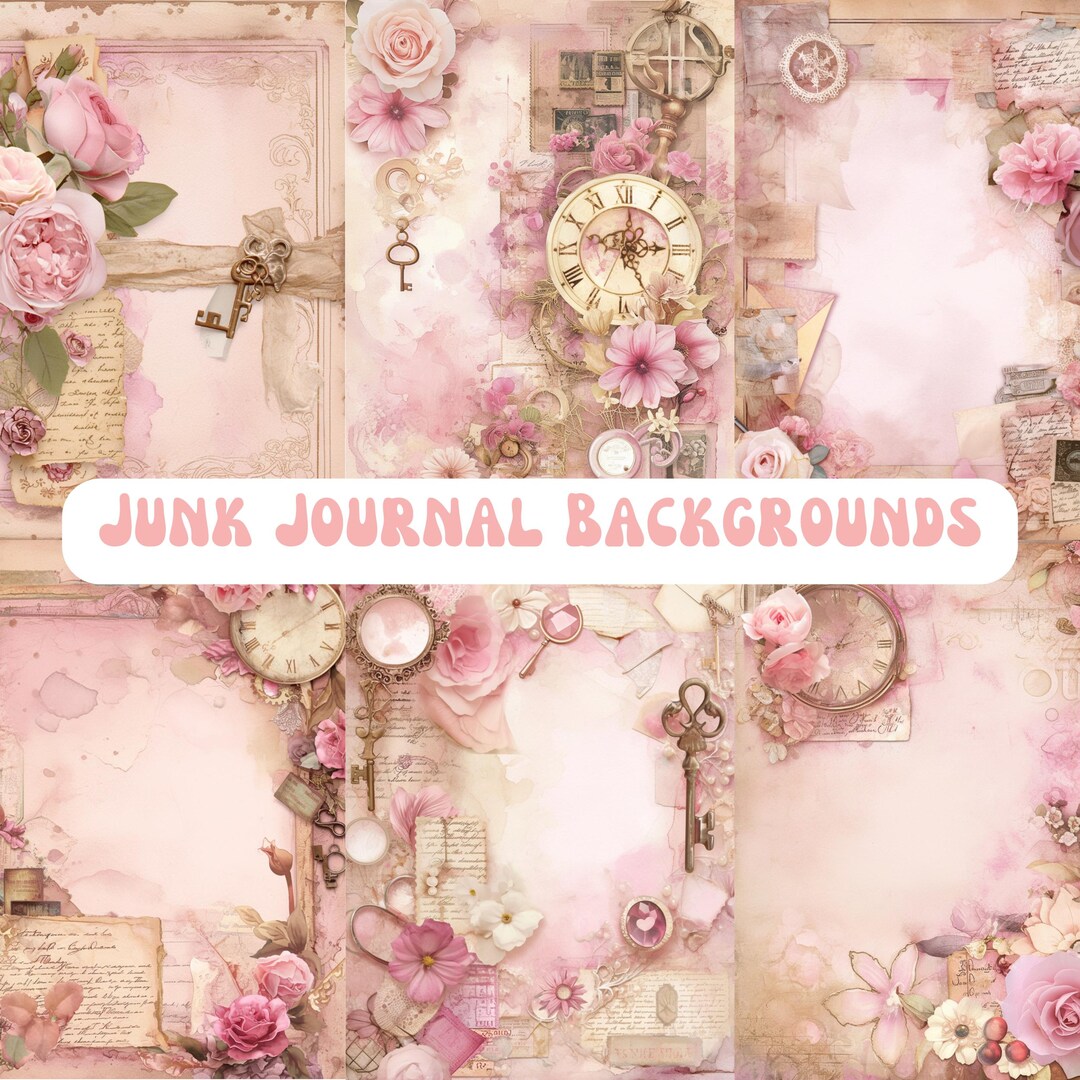 10 Digital Junk Journal Pages, 8x11, Printable Journal Ephemera, Paper ...