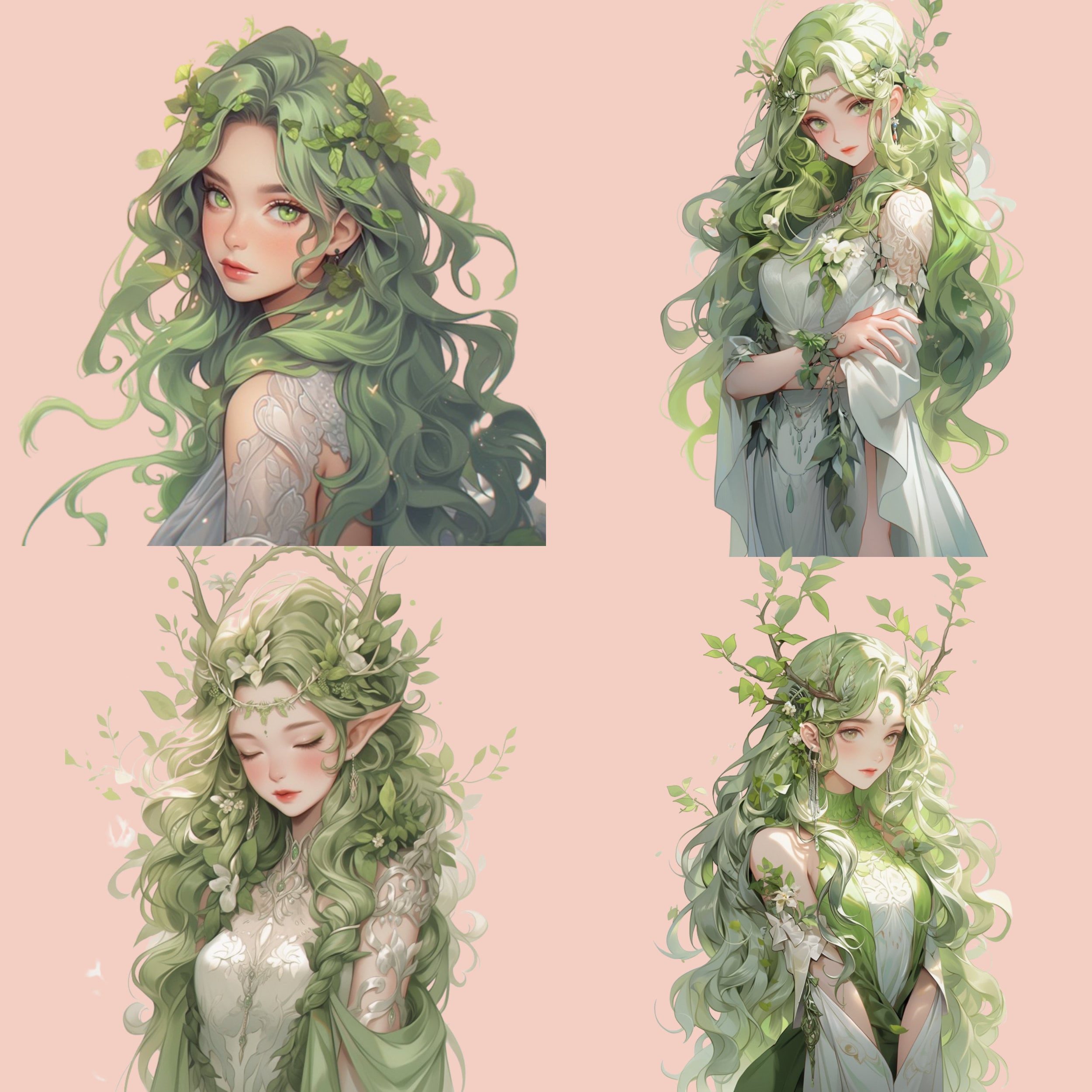 Dryad Forest Princess Clipart Bundle, Transparent Background, PNG ...