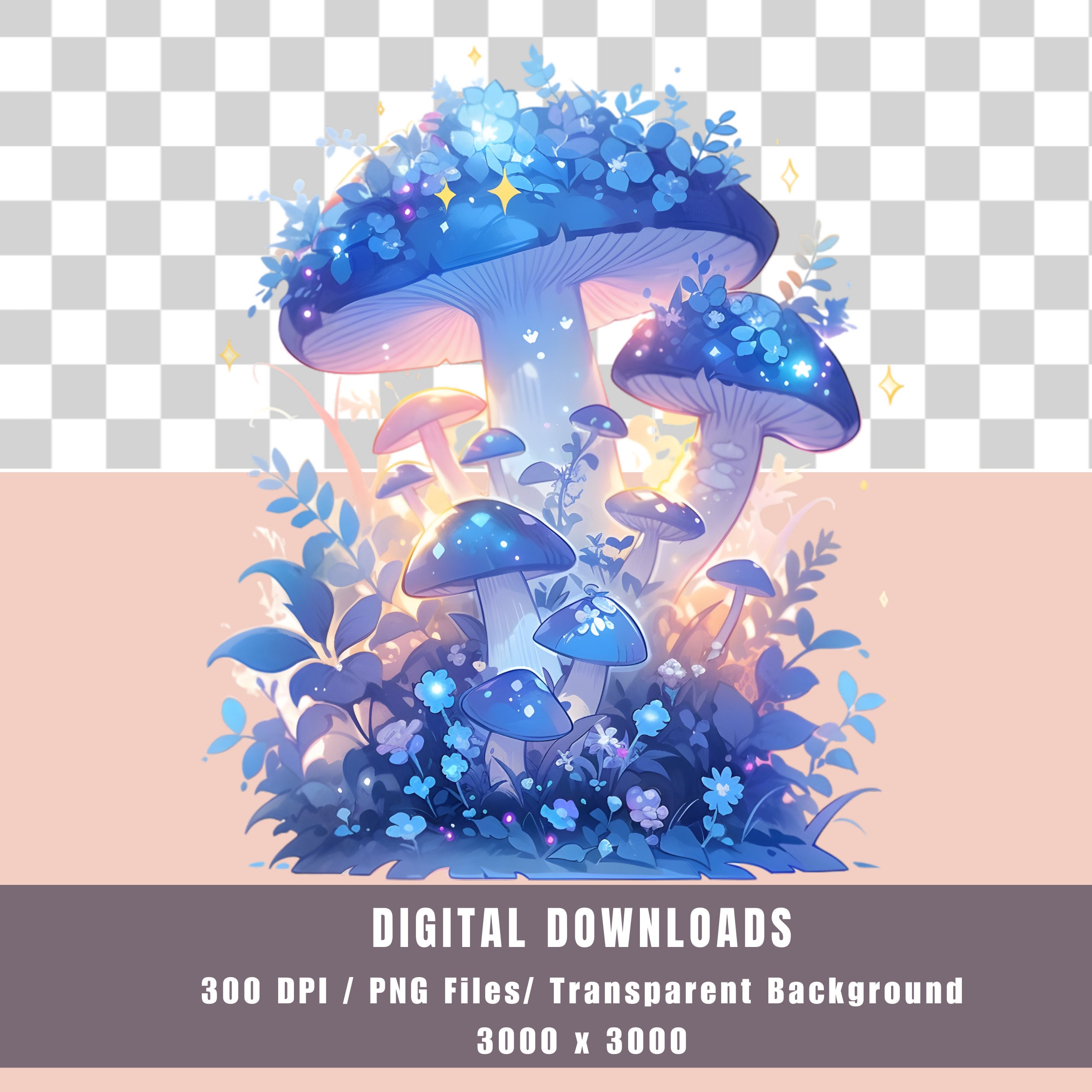 Magical Mushroom Clipart Bundle, Mushroom PNG, Fantasy Mushroom Clipart ...