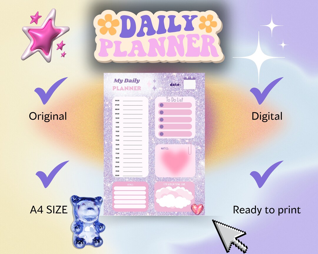Y2K DAILY PLANNER / Printable Planner, Y2k Bratz Vibe Calendar - Etsy
