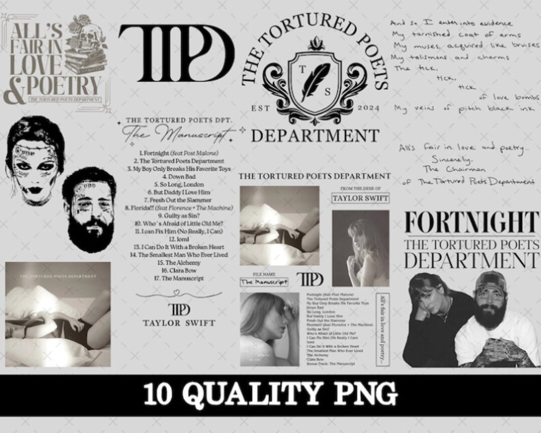 The Tortured Poets Department Bundle PNG, All's Fair in Love and Poetry ...