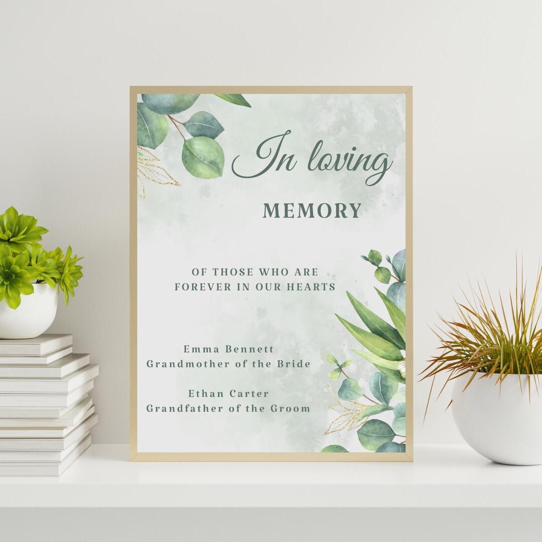 In Loving Memory Signage, Wedding Sign Template, Instant Access ...