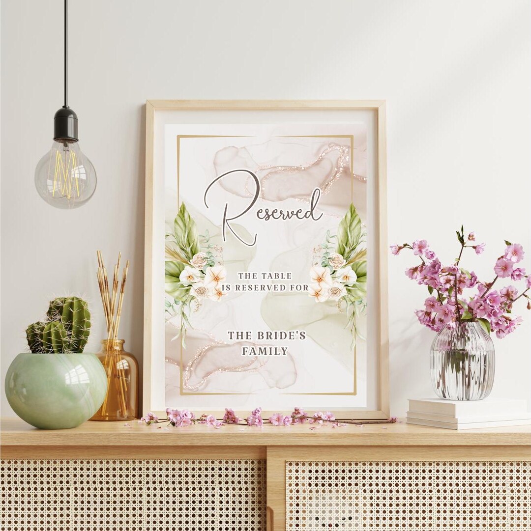 Wedding Reserved Sign, Editable Sign Template, Instant Access, Wedding ...