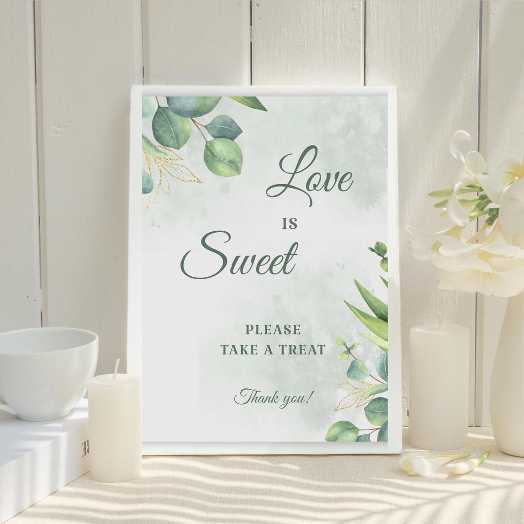 Editable Love is Sweet Signage, Wedding Sign Template, Instant Access ...