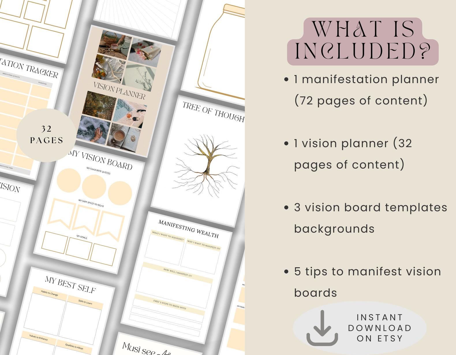 Vision Board Bundle Vision Board Kit Canva Vision Board Planner ...