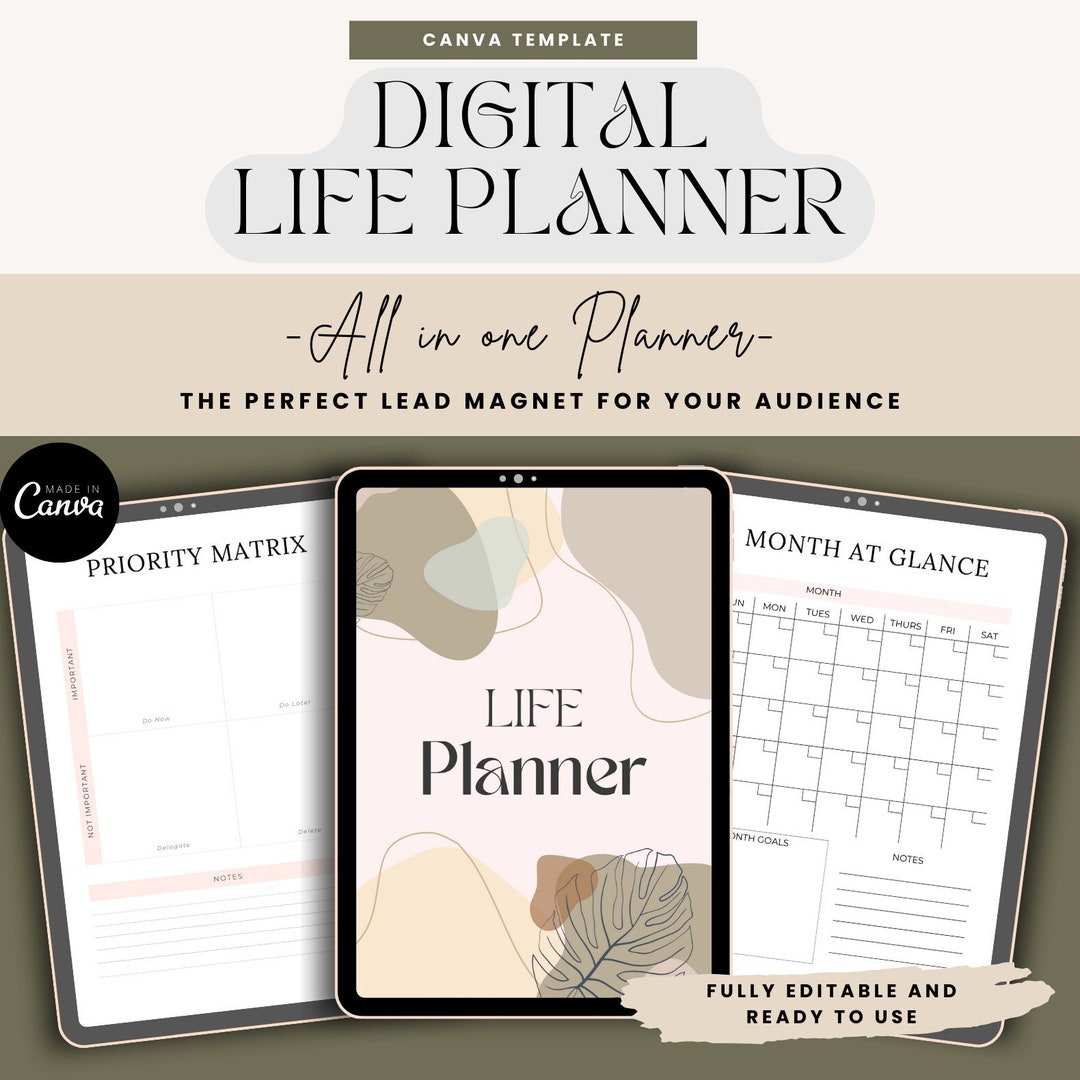 Digital Life Planner, Adult Daily Planner, Canva Planner Template, Life ...