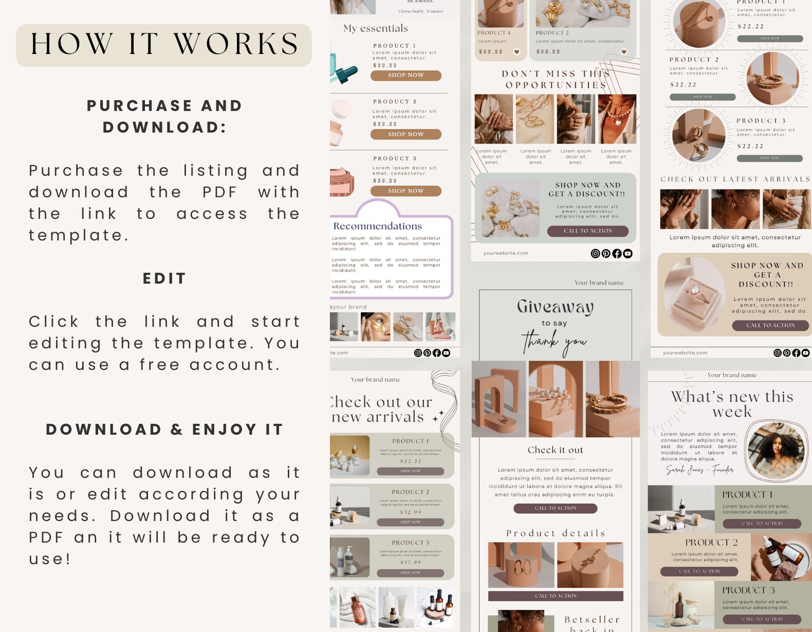 Email Template, Newsletter Template, Ecommerce Marketing, Minimalist ...