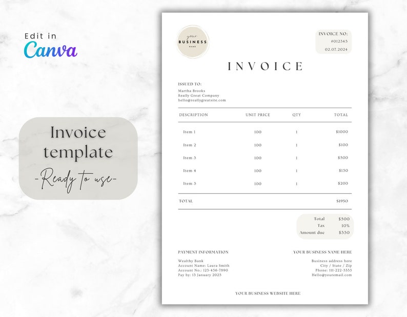 Business-invoice-template, Minimalist Business Invoice, Small Business ...