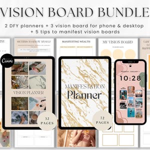 Vision Board Bundle Vision Board Kit Canva Vision Board Planner ...