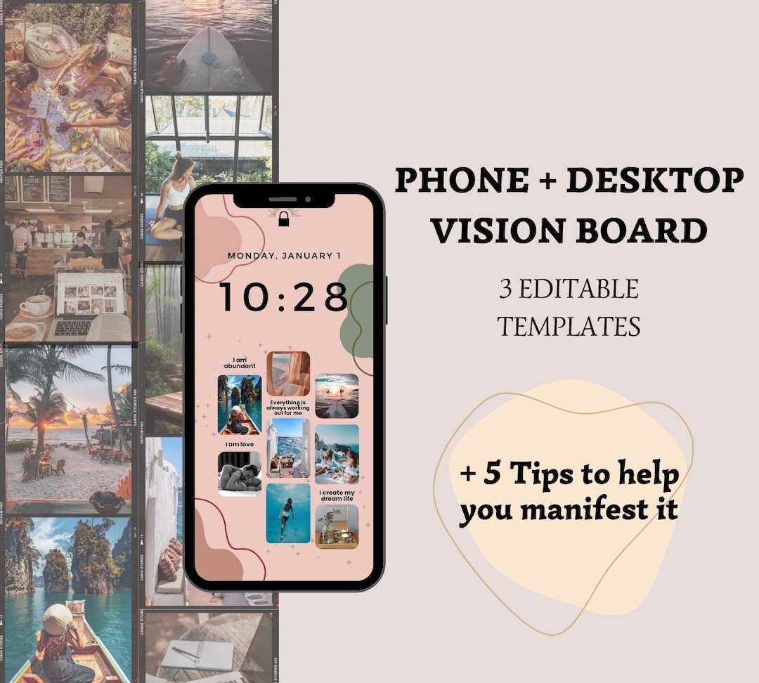 Cute Phone Background Vision Board for Manifest Vision Board for Phone ...