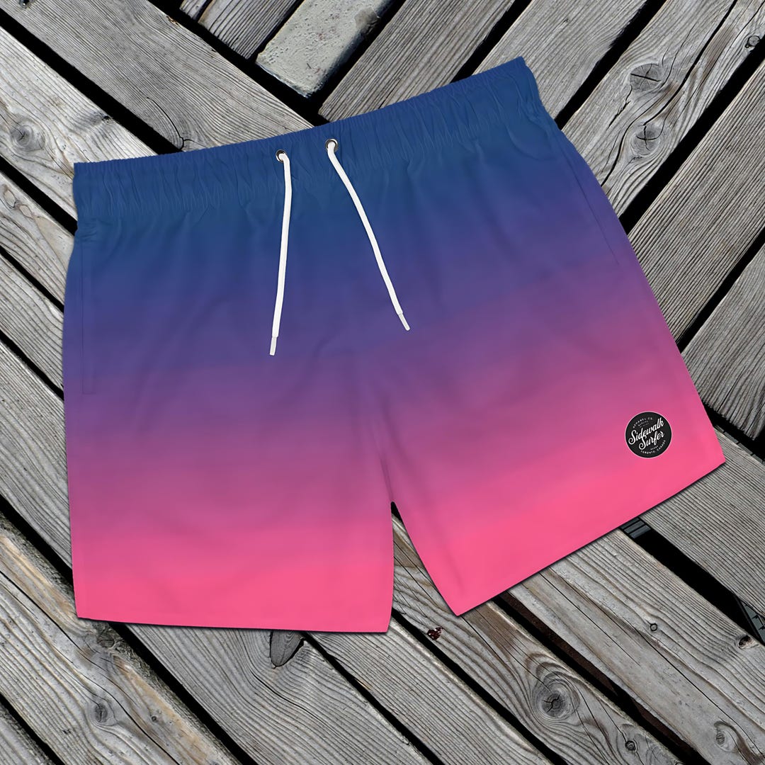 Blue to Pink Gradient Swim Trunks: Fast-dry Polyester Beach Shorts - Etsy
