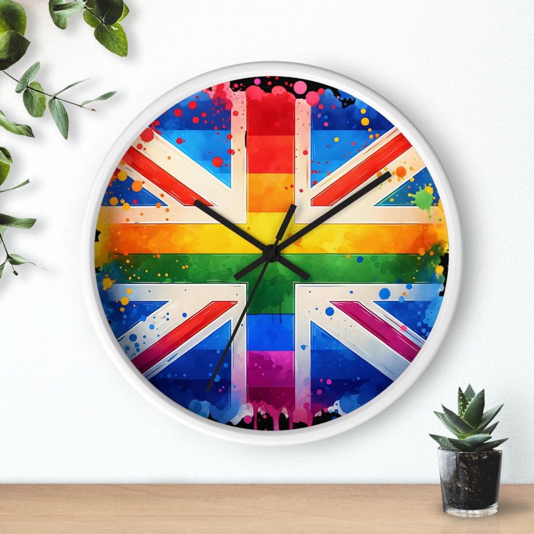 LGBT England Flag Union Jack Clock Circular 10in Lgbt Home Decor, Pride ...
