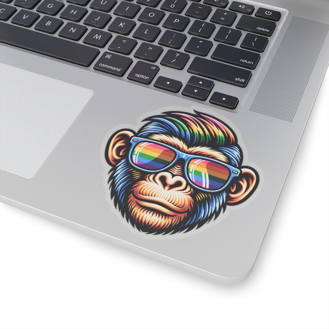 LGBT Monkey Pride Sticker Kiss Cut, Colorful Monkey Decal, LGBTQ Art ...