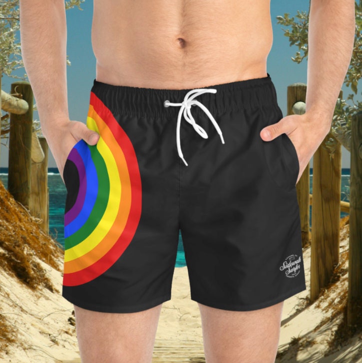 LGBT Eternal Pride Men Swim Trunks, Pride Rainbow Design, Swim Suit ...
