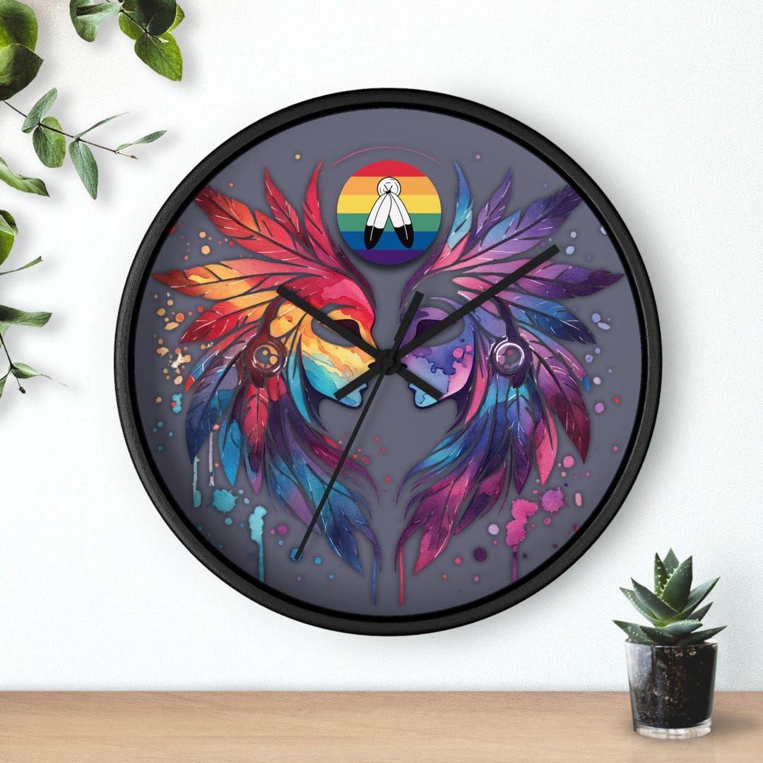 2SLGBTQ+ Two Spirit Clock Circular 10in, First Nations Home Decor ...