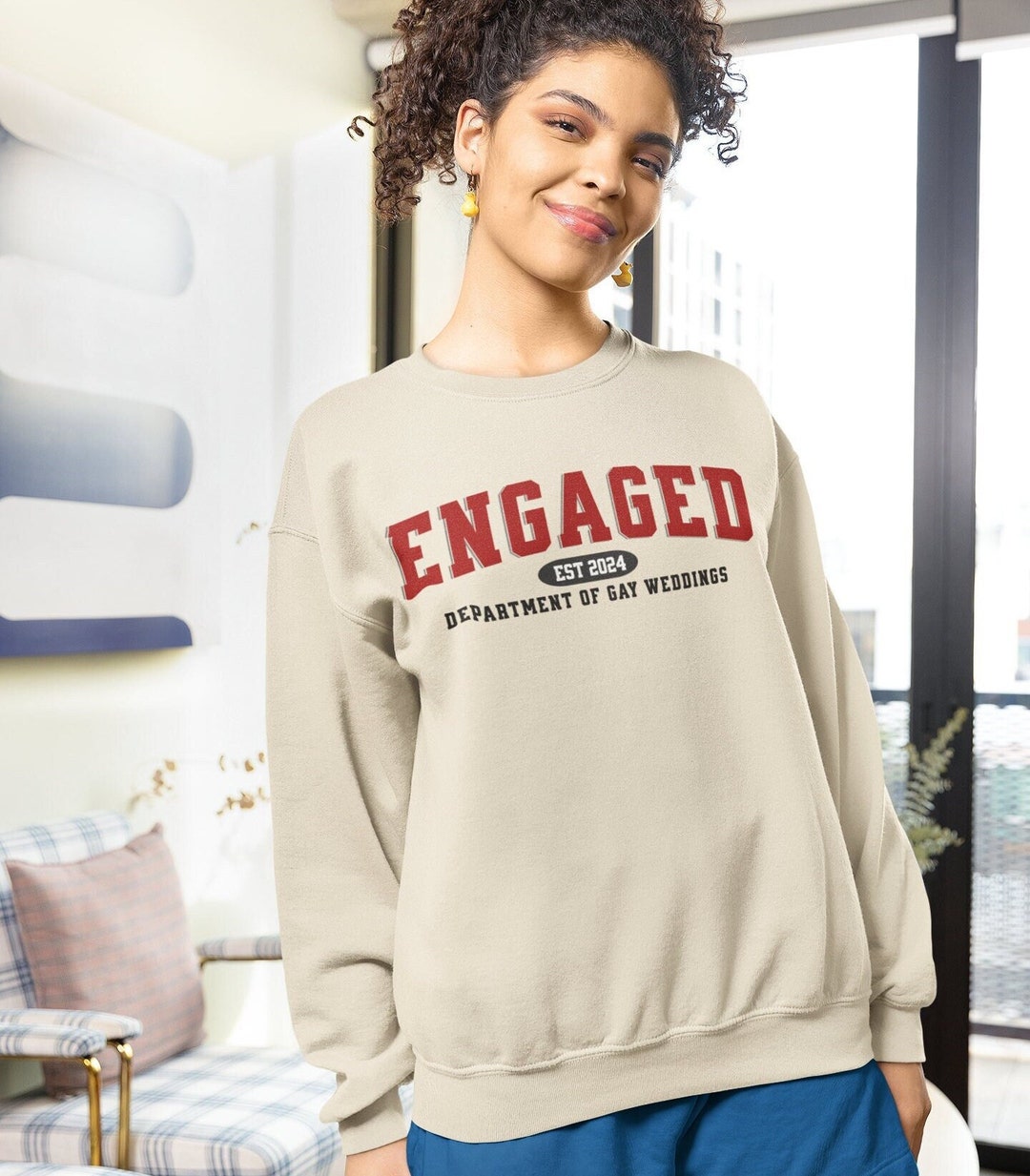 LGBT Unisex Engaged University Sweatshirt, Engagement Gift Fraternity ...