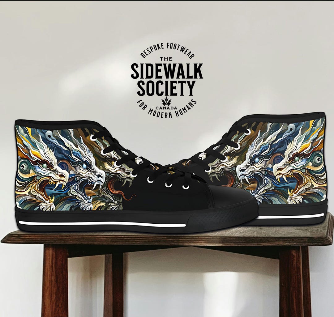 Dragon Sneakers Hi-top, Unisex Triple Dragon Shoes, Chinese Dragon ...