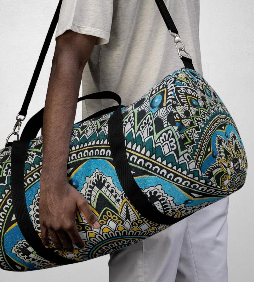 Teal Mandala Duffel Bag: Boho Weekender Travel Gym Bag - Etsy